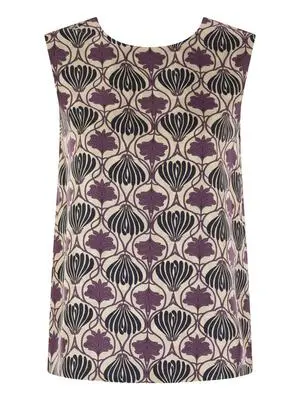 MAX MARA TimeTop Reversible Printed Silk Top
