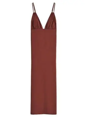 Cos Gathered V-neck Maxi Dress - Red