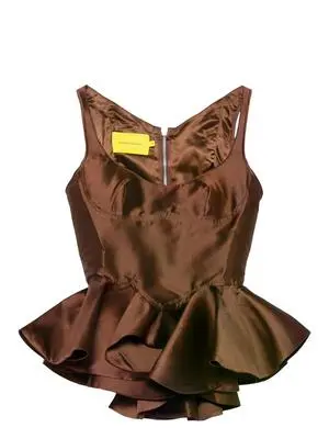 MARQUES' ALMEIDA Mikado Peplum Corset - Brown