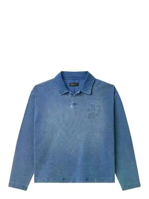PURPLE BRAND Logo-detail Long-sleeve Polo Shirt - Blue