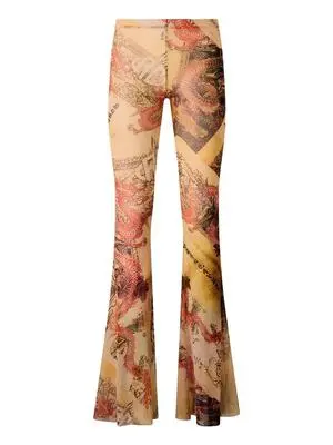 Roberto Cavalli Flared Printed Trousers - Neutrals