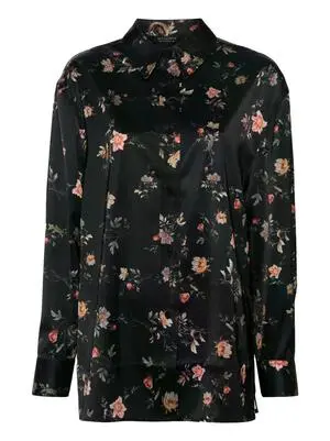 ALLSAINTS Louisa Floral-Print Satin Shirt