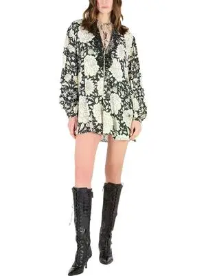 Roberto Cavalli Floral-print Mini Dress - Neutrals