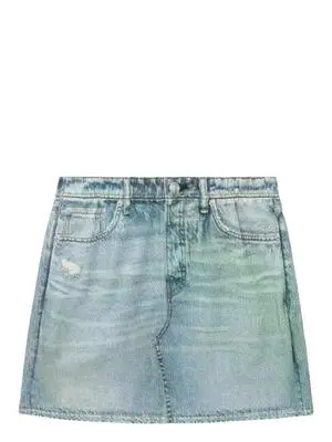 Rag & Bone Distressed Denim Mini Skirt - Blue