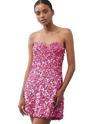 HELSI Mimi Strapless Sequin Mini Dress - Fuschia Pink
