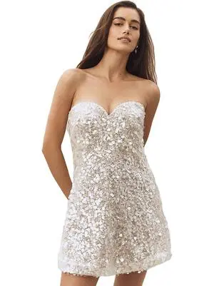 HELSI Mimi Strapless Sequin Mini Dress - Off-white
