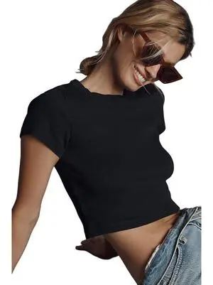 L*Space Julia Crop Baby T-Shirt Black