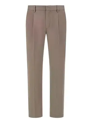 Boggi Milano Taupe Pleat Detailed Trousers - Brown