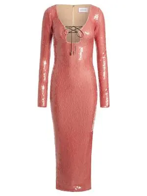 16Arlington Sequined Midi Dress - Pink