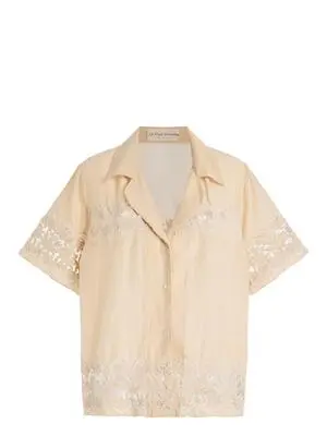 ALL THAT REMAINS Evelyn Crochet-Detailed Cotton-Silk Shirt