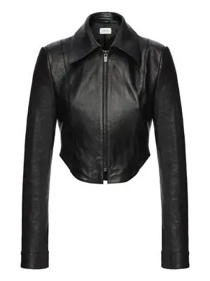 Magda Butrym Cropped Leather Jacket - Black