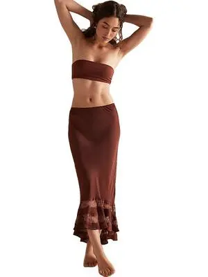 Free People Intimately High-Low Half Slip Spiced Chocolate