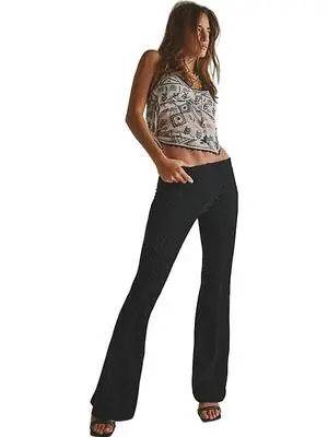 Free People Penny Pull-On Velvet Flared Pants Black