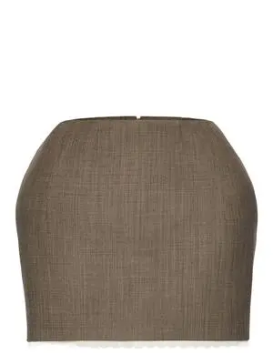 Magda Butrym Lace-trimmed Wool Mini Skirt - Neutral