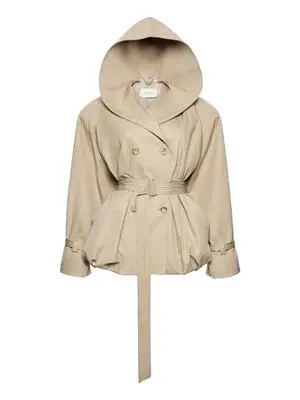 Magda Butrym Hooded Cotton-blend Trench Coat - Neutral