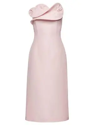 Magda Butrym Sculpted Rosette Silk Midi Dress - Pink