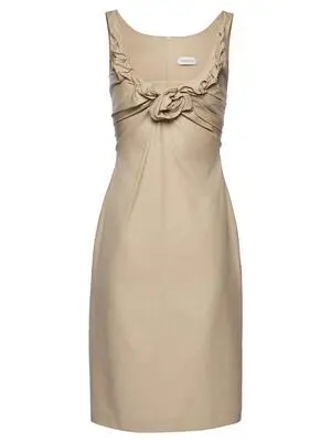 Magda Butrym Gathered Cotton-Blend Midi Dress Neutral