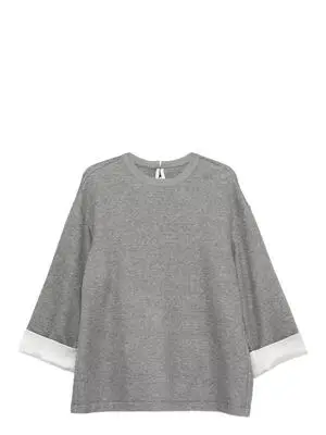 Carven Contrasting-cuff Top - Grey