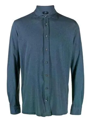 BARBA NAPOLI Long-sleeve Cotton Shirt - Blue