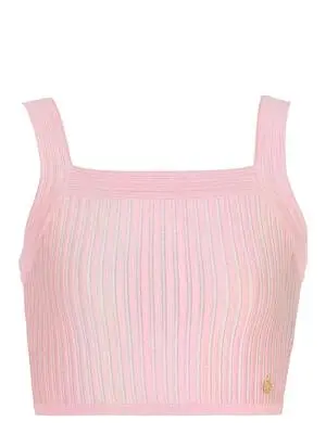 Balmain Ribbed Square-neck Top - Pink