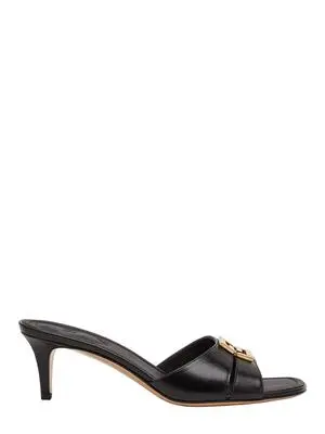 Fendi Ffold Leather Sandals - Black