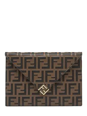Fendi Ff Diamonds Flat Pouch - Brown