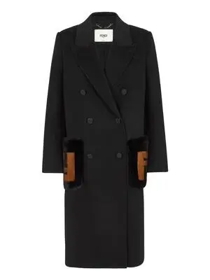 Fendi Midi Wool Double Fabric Coat - Black