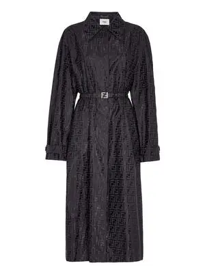 Fendi Jacquard Ff Motif Overcoat - Black