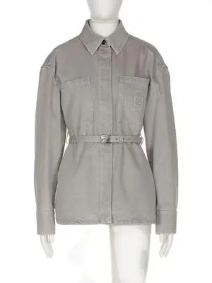 Fendi Single-breasted Cotton Denim Jacket - Grey