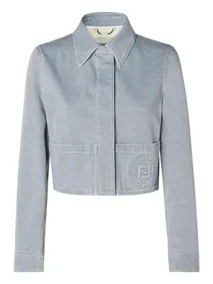 Fendi Denim Crop Jacket - Blue