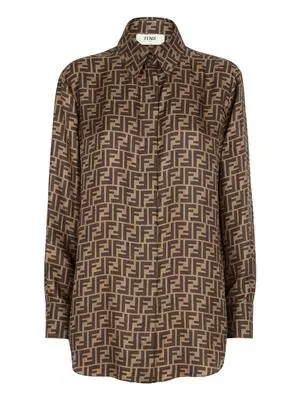 Fendi Oversized Ff Motif Shirt - Brown