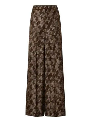 Fendi Wide-leg Ff Motif Trousers - Brown