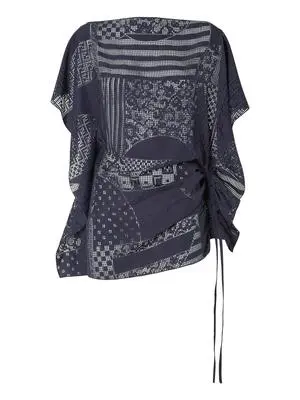 Fendi Asymmetrical Patchwork Motif Top - Blue