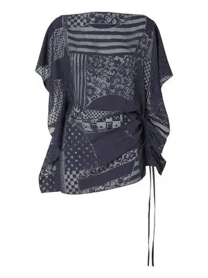 Fendi Asymmetrical Patchwork Motif Top - Blue