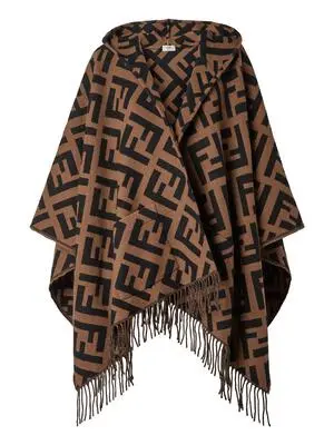 Fendi Ff Cashmere Poncho - Brown