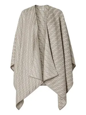 Fendi Wool And Silk Blend Poncho - Beige