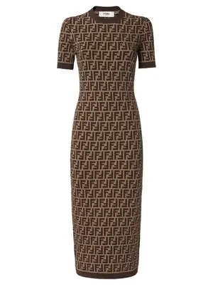 Fendi Fitted Midi Dress - Brown