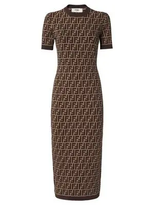 Fendi Fitted Midi Dress - Brown