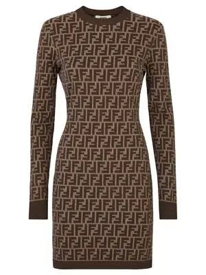 FENDI Knit FF Motif Jacquard Dress