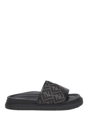 Fendi Diagonal Slides - Black