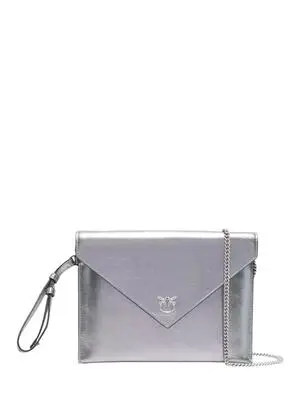 Pinko Small Leather Flap Clutch - Grey