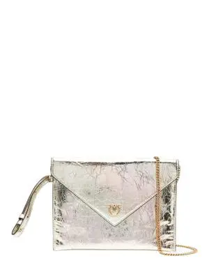 Pinko Small Metallic Leather Flap Clutch - Gold
