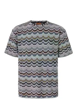 Missoni Geometric-zigzag Pattern Short-sleeved T-shirt - Grey