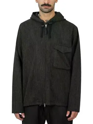 Universal Works Hooded Stripe-pattern Jacket - Black