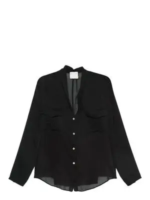 FORTE_FORTE Button-fastening Pocket Shirt - Black