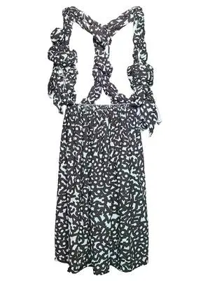 Comme Des Garçons Printed Midi Pinafore Dress - Black