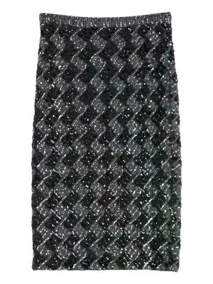 P.a.r.o.s.h Sequin-embellished Geometric Pattern Skirt - Grey