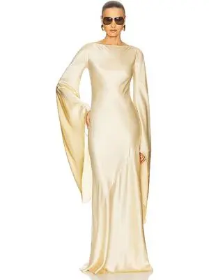 HELSA Helsa The Rosalind Dress In Silk Charmeuse Peach