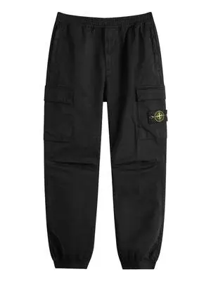 Stone Island Sateen Cargo Jogger Pants - Black
