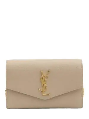 Saint Laurent Saint Laurent Uptown Pouch With Chain Beige